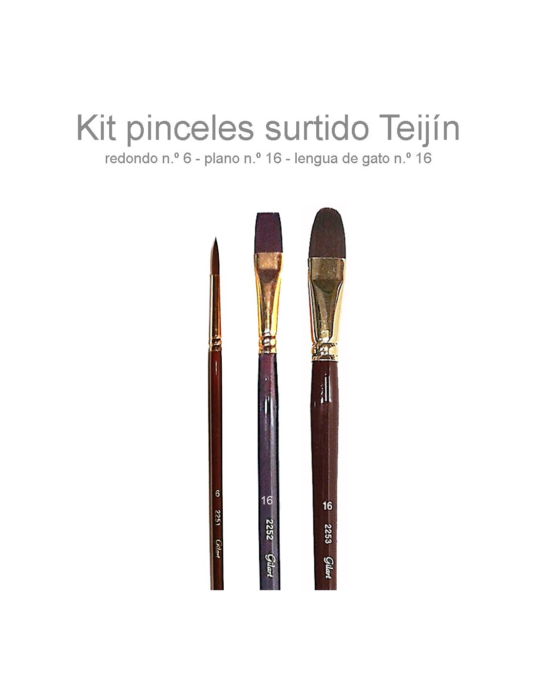 Comprar Kit 3 Pinceles Teijin Mango Largo | Gilart Manualidades